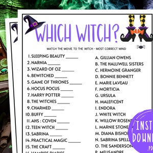 Witches Night Out Witch Matching Game Which Witch Fun | Etsy
