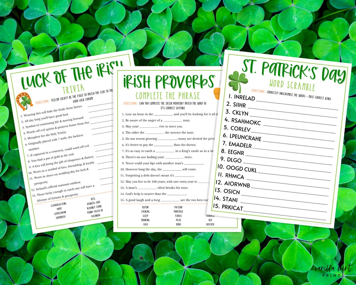 St. Patrick's 5 Trivia Game BUNDLE Irish Games Fun St. | Etsy
