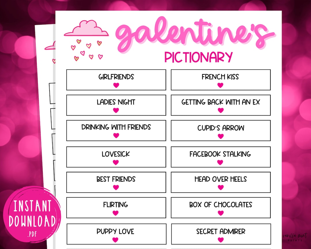 Galentine's Day Pictionary Game Fun Party Games Girls Night Out ...