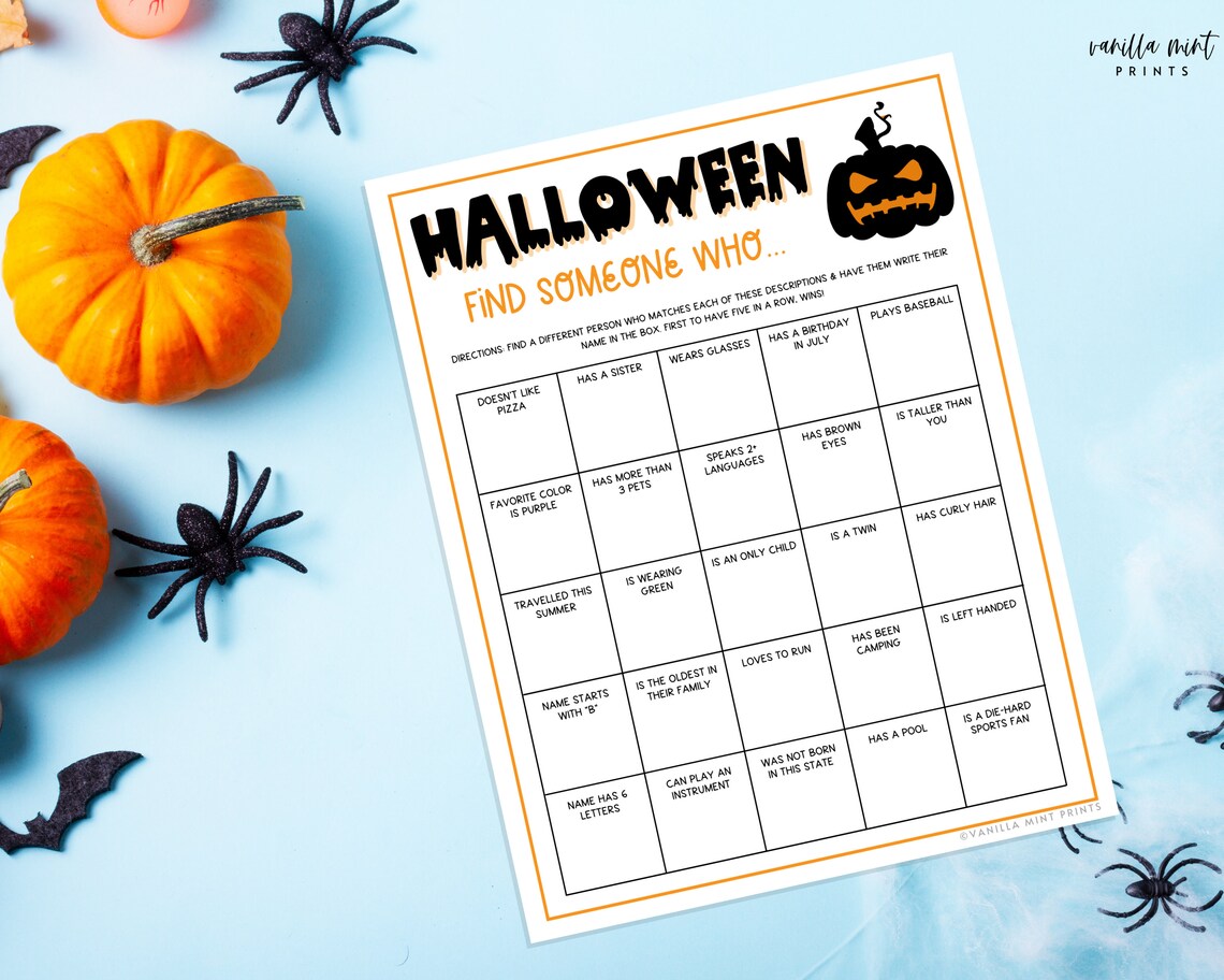 Halloween Find Someone Who Party Game Halloween Party Games | Etsy