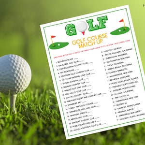 Golf Course Match up Game | Printable Golf Party Games | Masters Golf ...