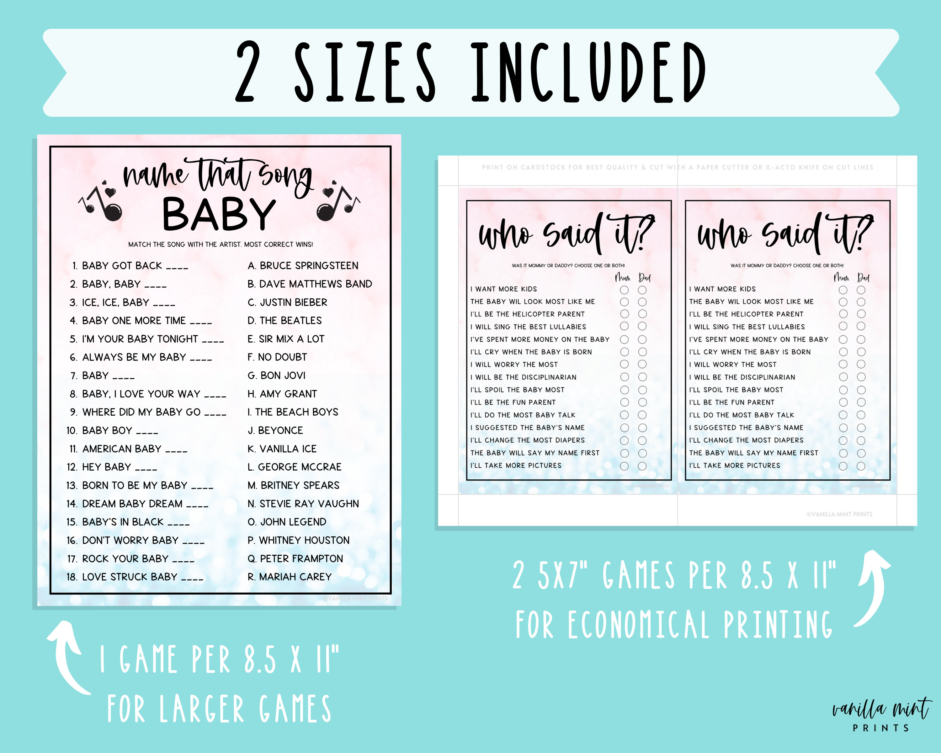 Name That Song Baby Game | Gender Reveal Party Games | Baby Shower ...