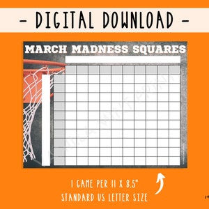 March Madness Game Squares | Printable March Madness Party Games | NCAA ...