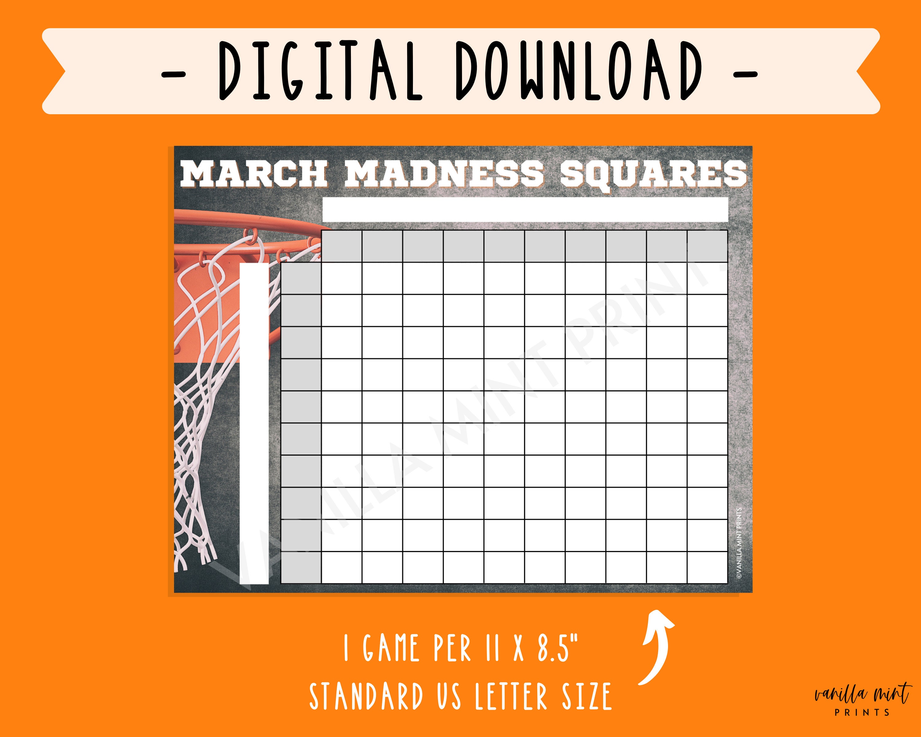 March Madness Game Squares Printable March Madness Party - Etsy