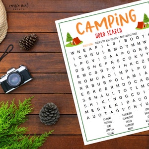 Camping Word Search | Printable Campground Games | Party Games ...
