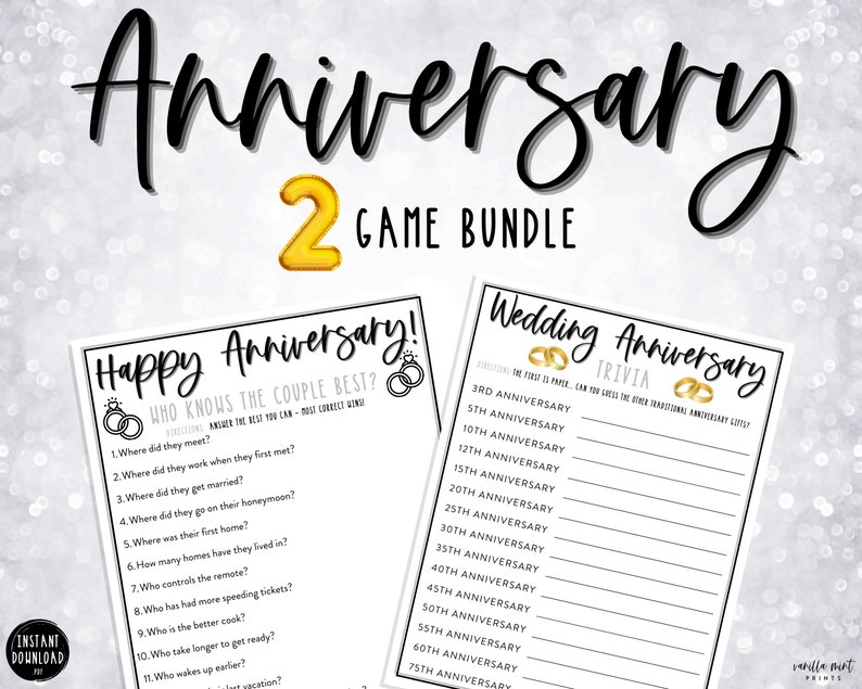 Anniversary Games 2 Game BUNDLE Fun Anniversary Party - Etsy
