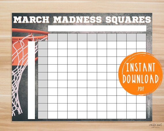 March Madness Game Squares Printable March Madness Party - Etsy
