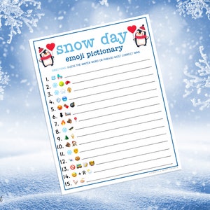 Snow Day Emoji Pictionary Game | Fun Printable Winter Game | Wintertime ...