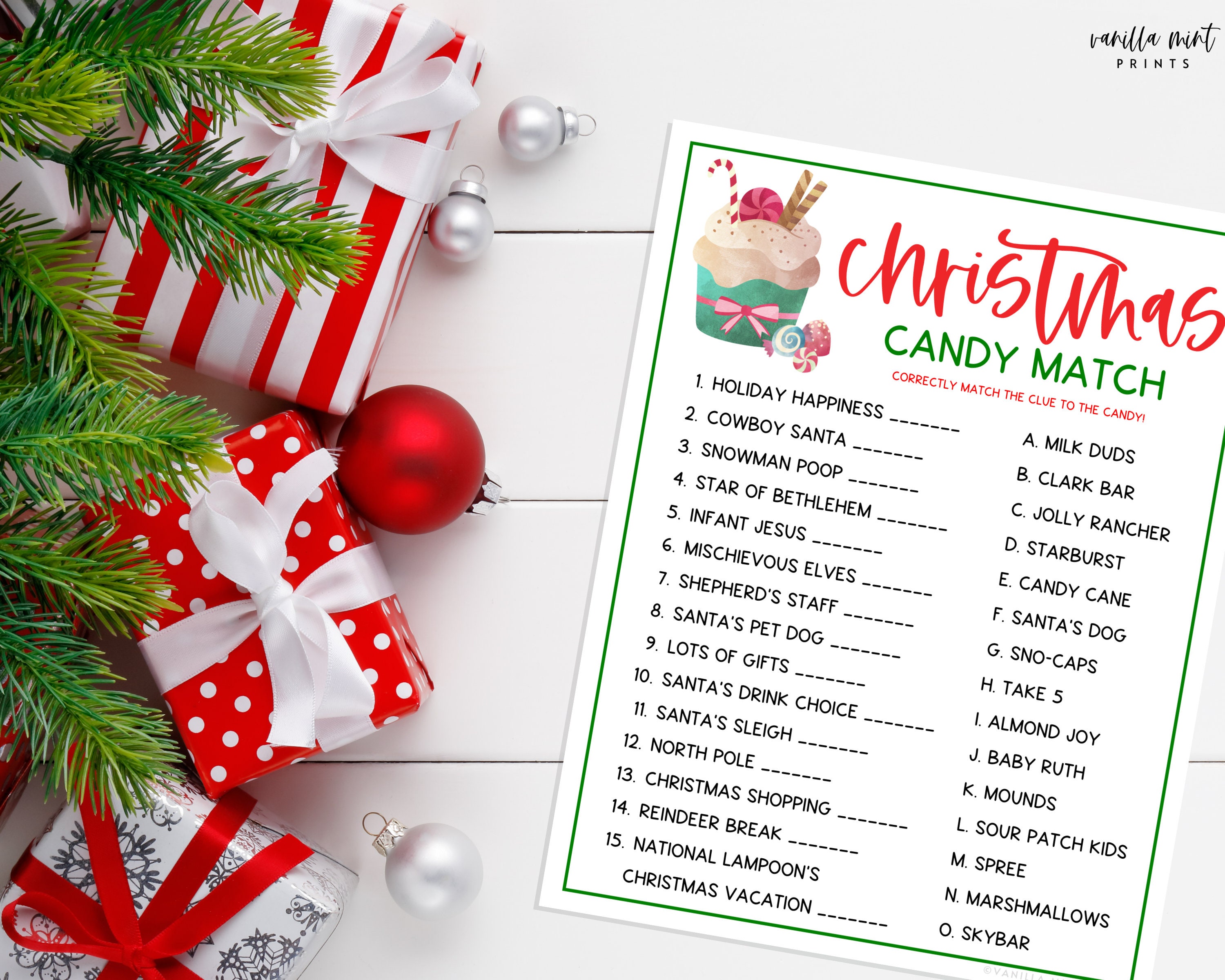 Christmas Candy Match Game How Sweet It is Xmas Candy Games - Etsy UK