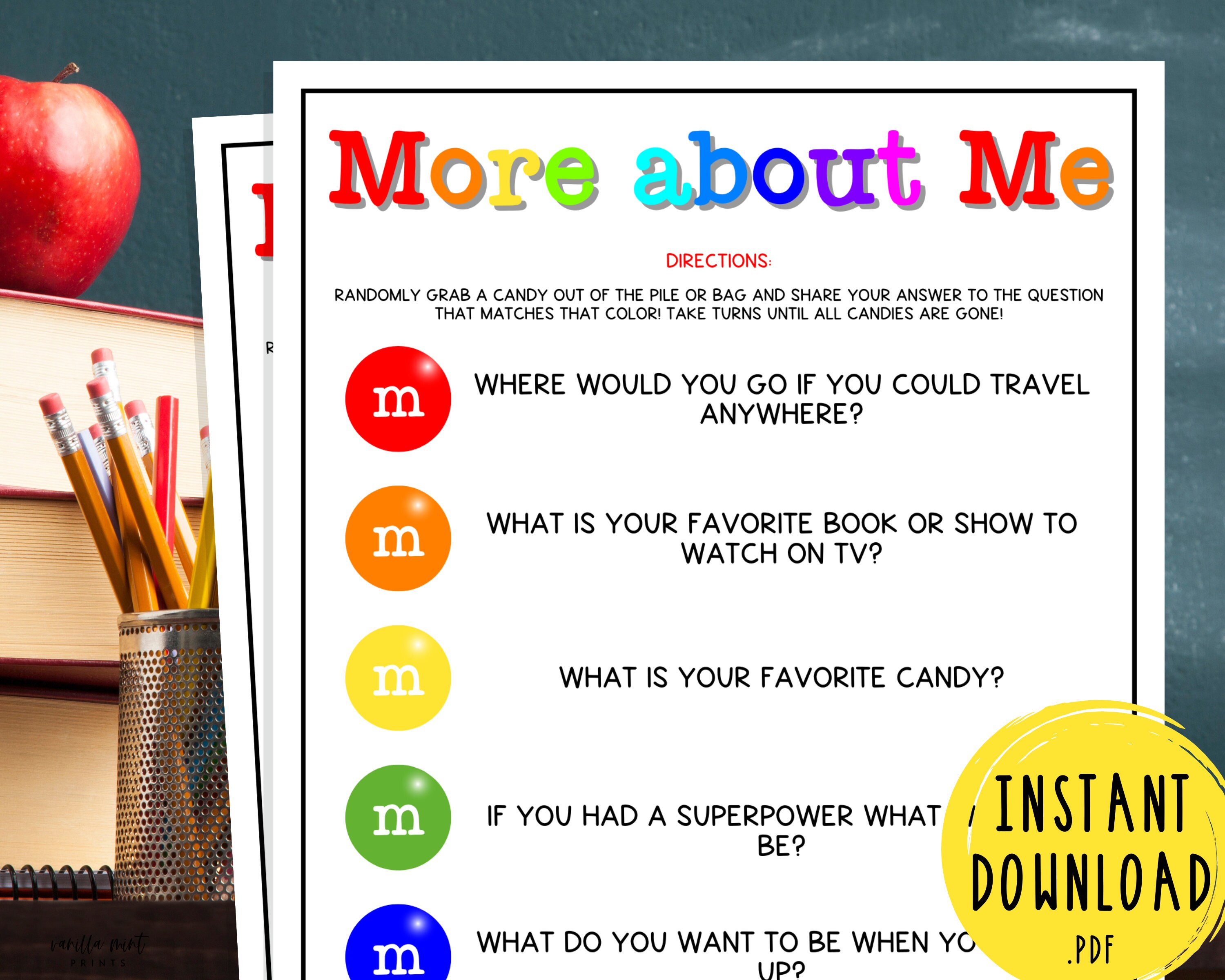 More About Me Icebreaker Game Back to School First Day of - Etsy