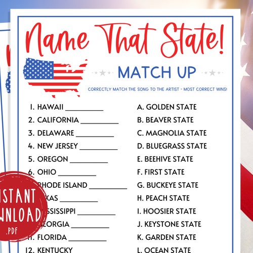 Patriotic Music of America Trivia Match up Game Printable - Etsy