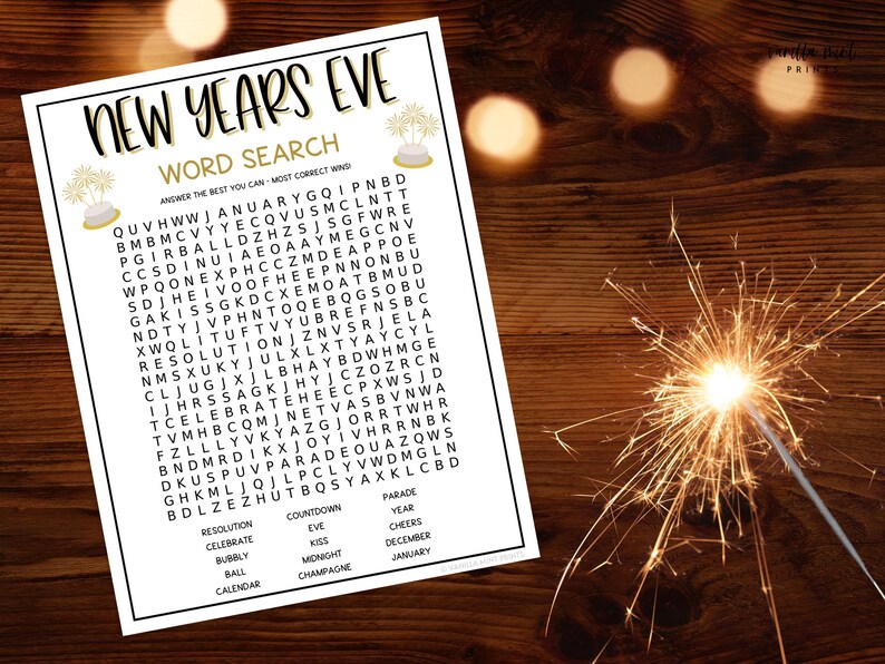 New Years Eve Word Search Game New Years Printable Games New Years Eve ...