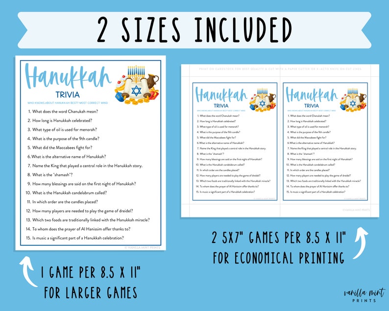 Hanukkah Trivia Party Games | Chanukah Celebration Games | Festival of ...