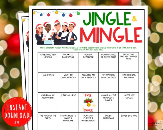Holiday Office Party Jingle & Mingle Game Find Someone Who - Etsy