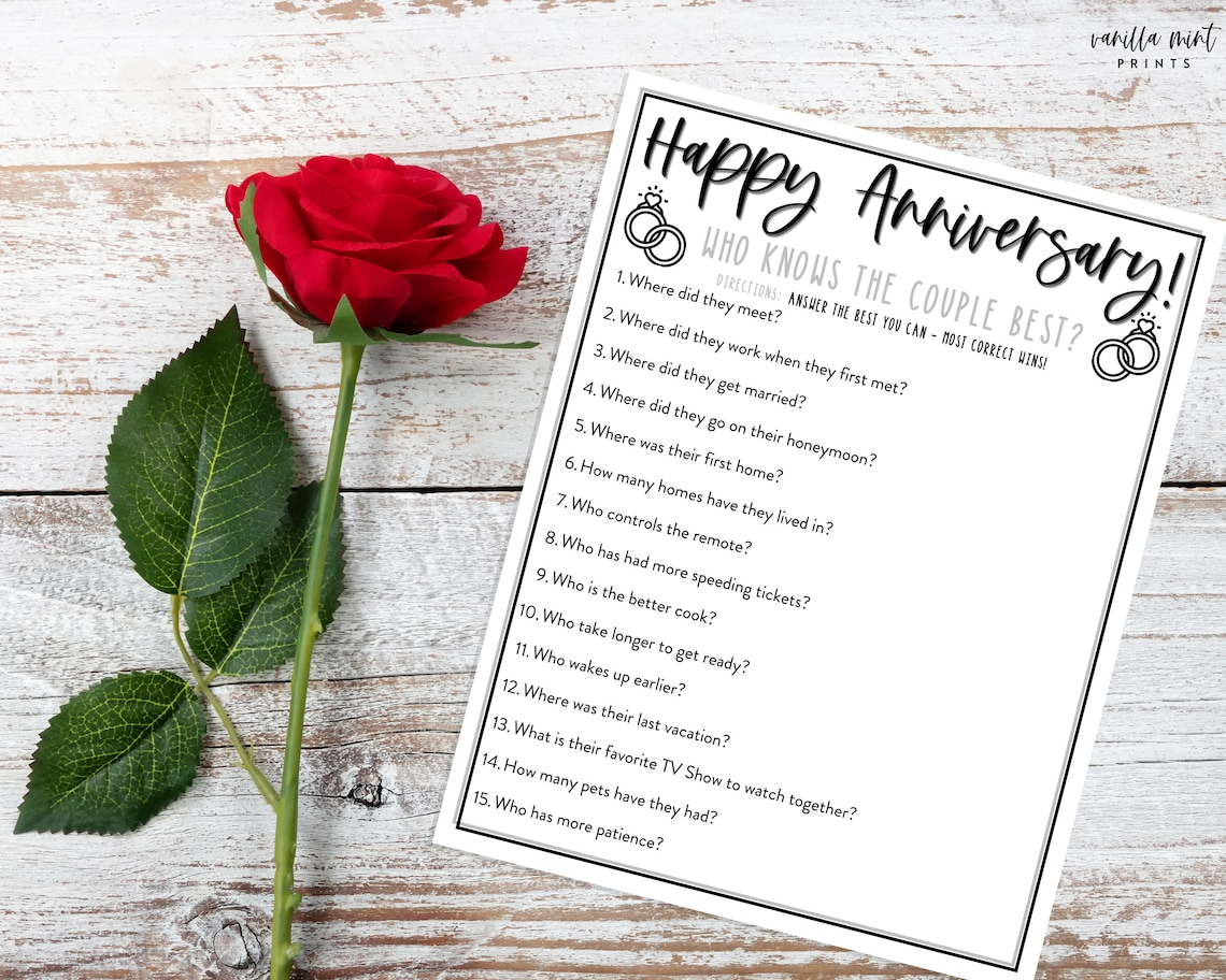 Anniversary Games Who Knows the Couple Best Fun | Etsy