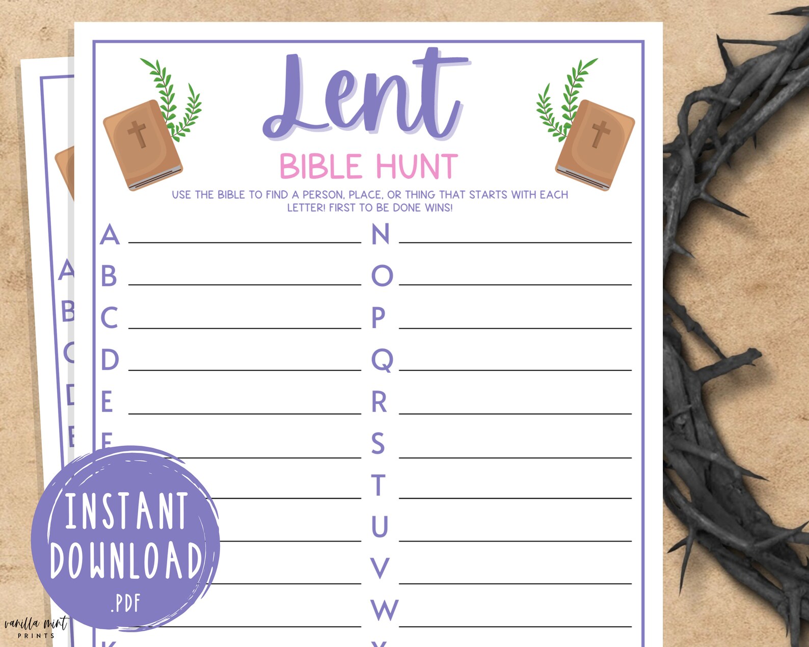 Lent Bible Hunt Game Printable Party Games Easter | Etsy