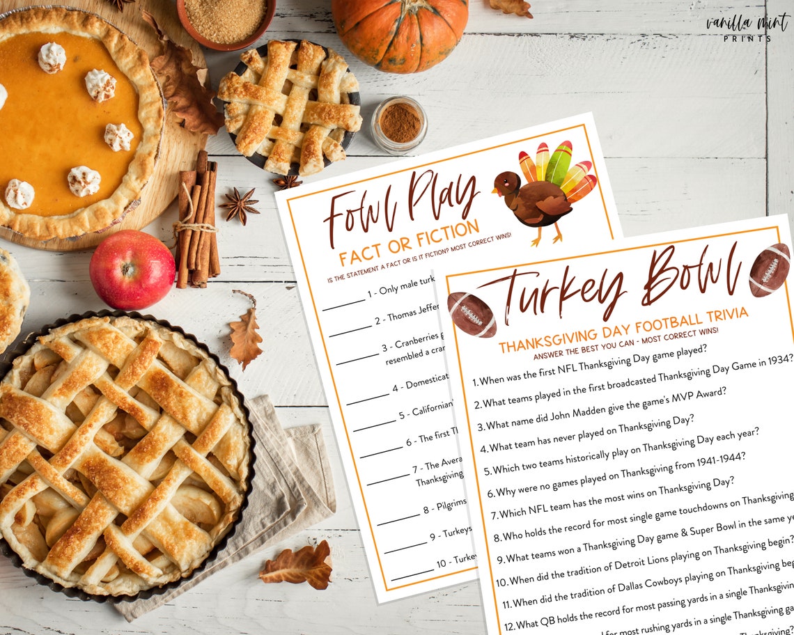 Thanksgiving Trivia Game BUNDLE 5 Thanksgiving Printable - Etsy