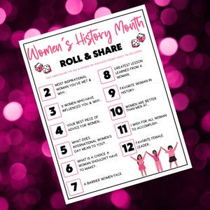 Women's History Month Roll and Share Game | Women Empowerment ...