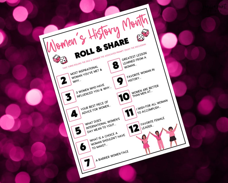 Women's History Month Roll and Share Game | Women Empowerment ...