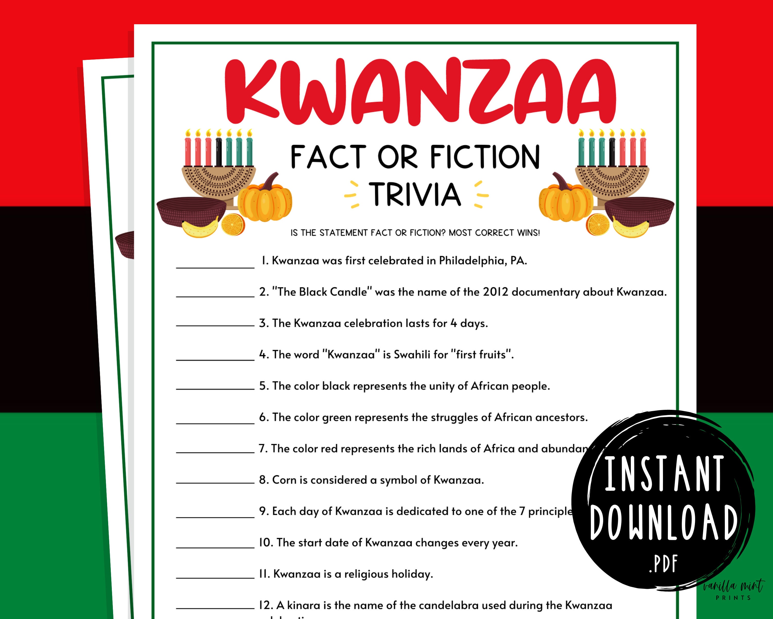 Kwanzaa Trivia Game | Printable Kwanzaa Party Games | Fun Activities ...
