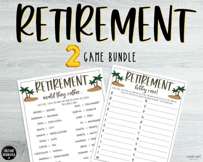 Retirement Party Games Retirement 2 Game Bundle Fun - Etsy