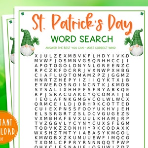 St. Patrick's Day Word Search Game | Word Puzzle | Irish Game | Fun St ...