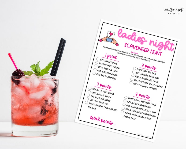 Ladies Night Scavenger Hunt Game | Party Games | Fun Girls Night Out ...