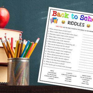 Back to School Game Riddles First Day of School Activities - Etsy