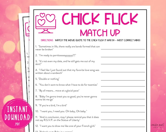 Chick Flick Match up Game Ladies Night Party Games Fun - Etsy