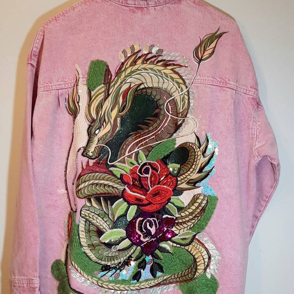 Denim Jacket Dragon - Etsy