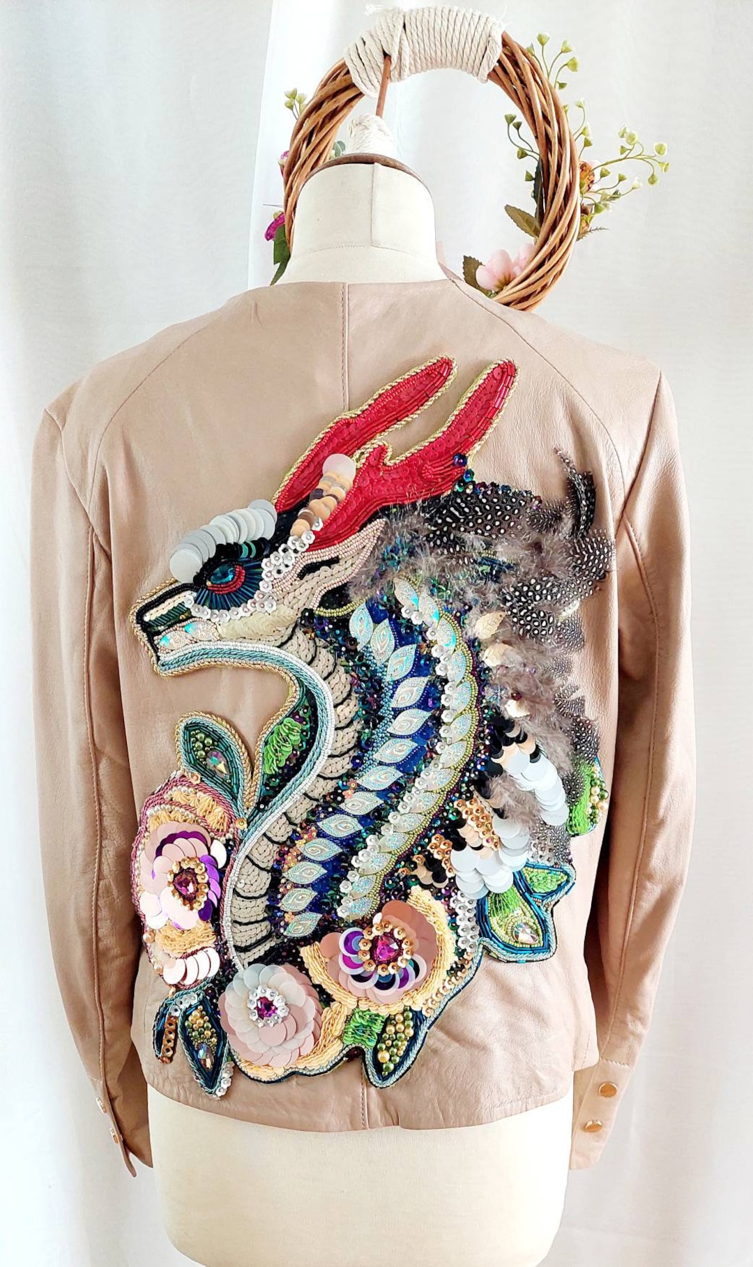 Customised Leather Jacket, Hand-embroidered Leather Jacket, Handmade ...