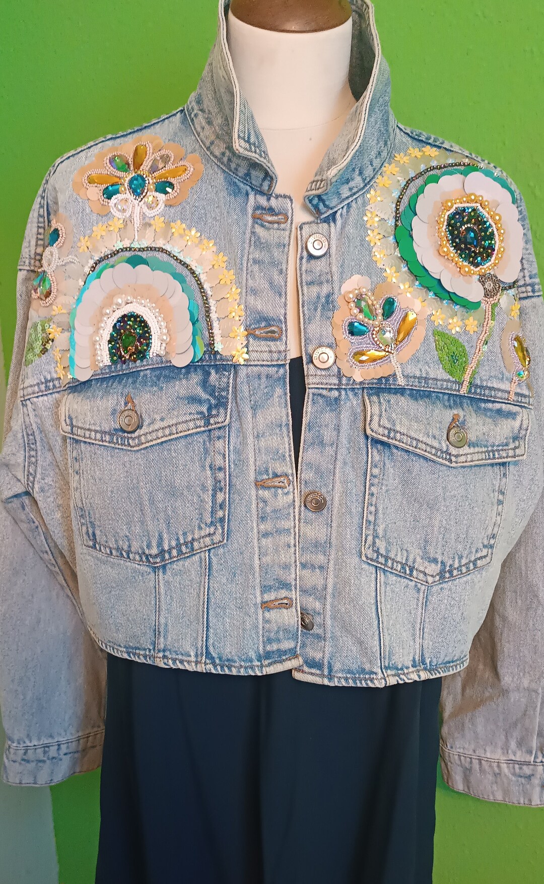 Customized Hand-embroidered Jeans Jacket With Handcrafted Design ...