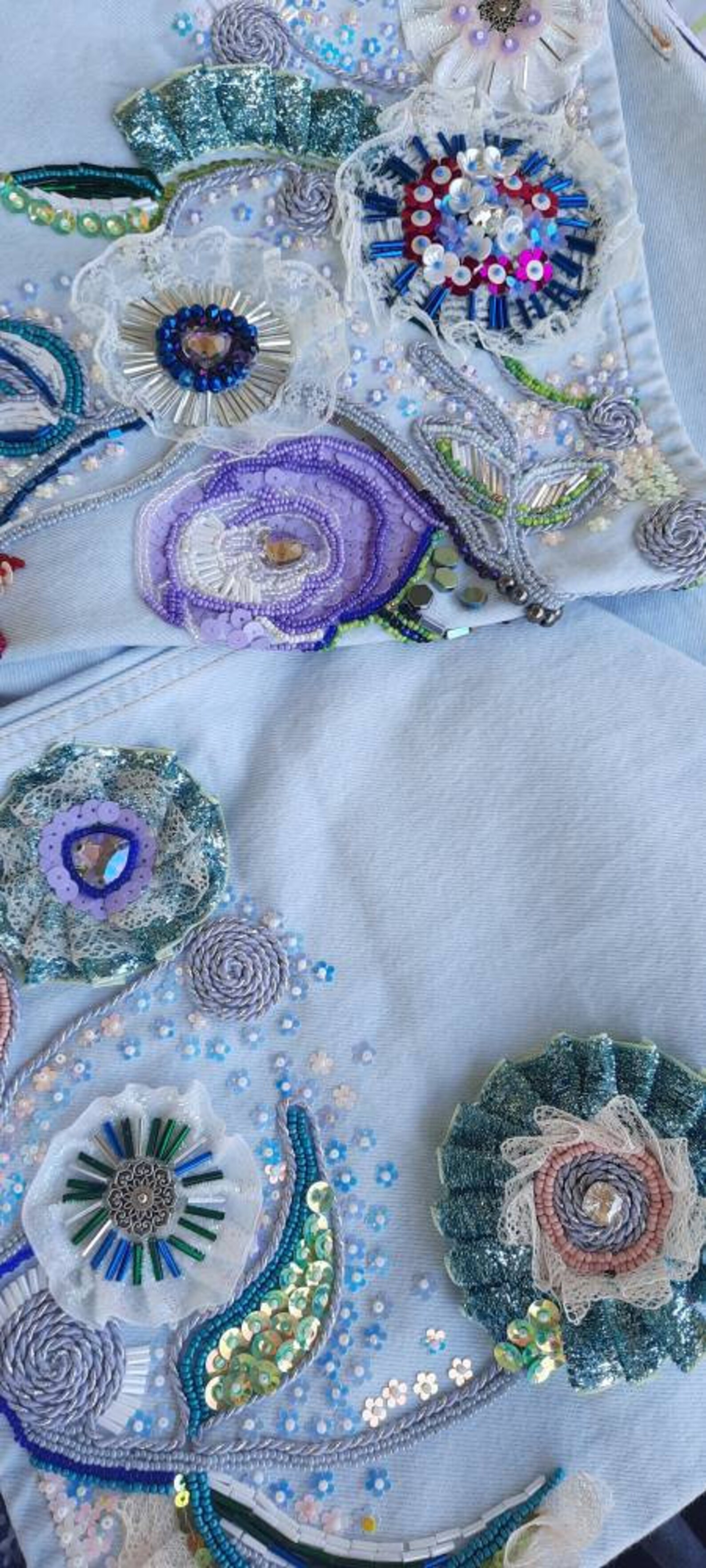 Jeans Made of Glass and Luxury, With Hand Embroidery, Size 38/meter. - Etsy