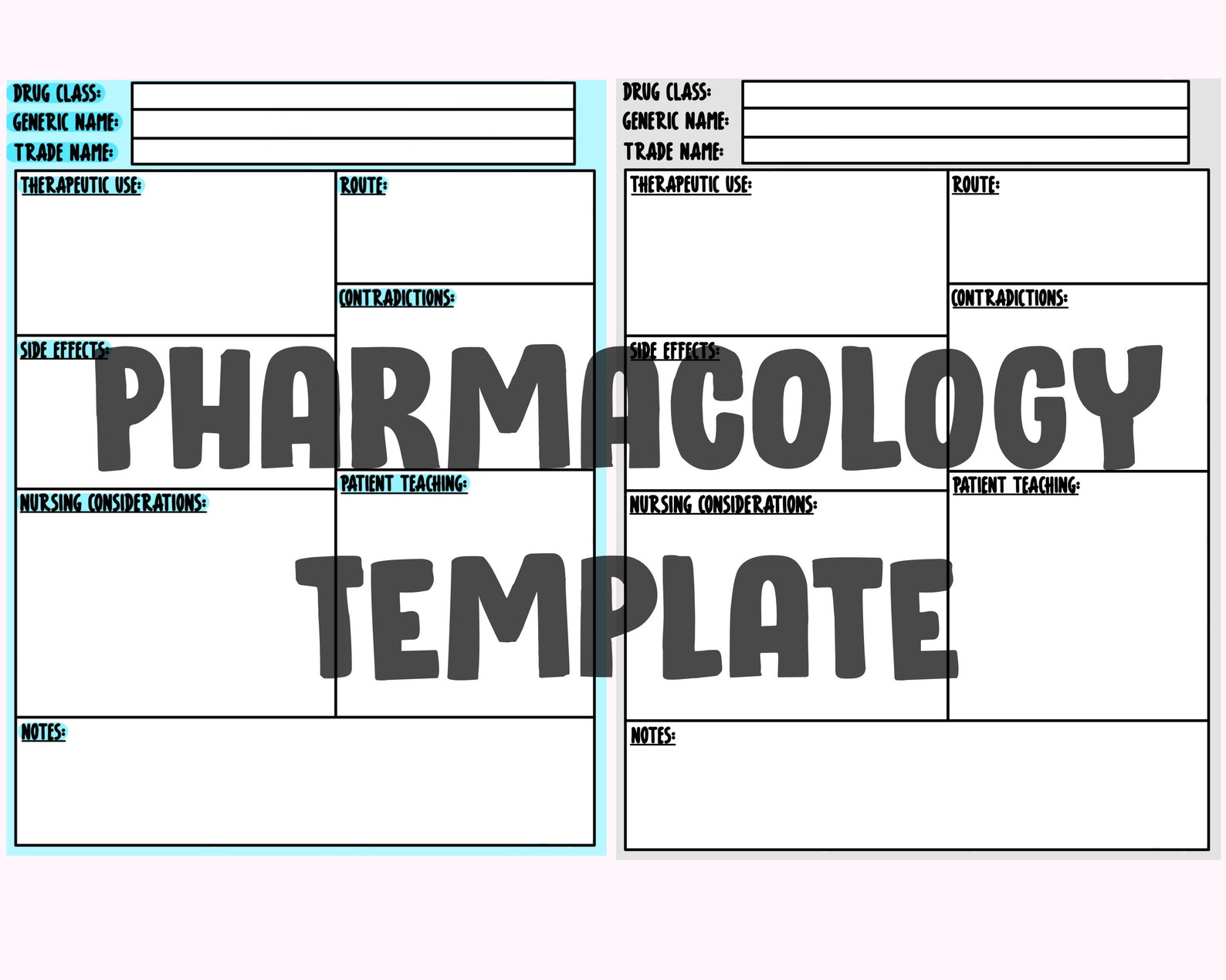 Pharmacology Template Mind-map, Pharmacology Graphic Organizer, Nursing ...