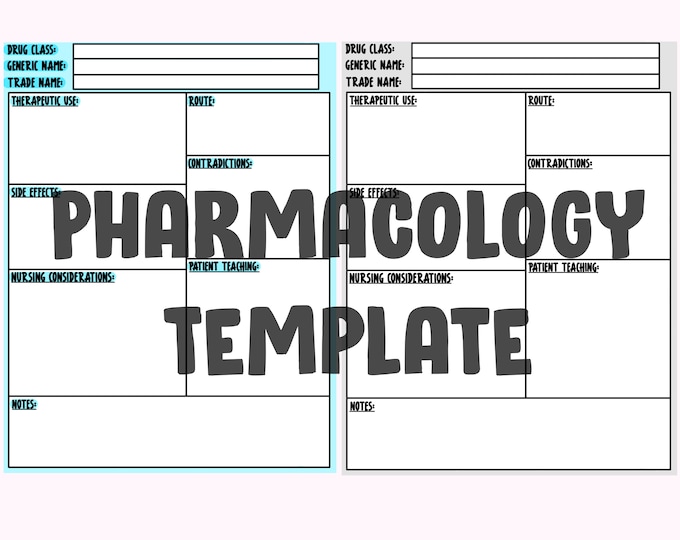 Pharmacology Template Mind-map, Pharmacology Graphic Organizer, Nursing ...