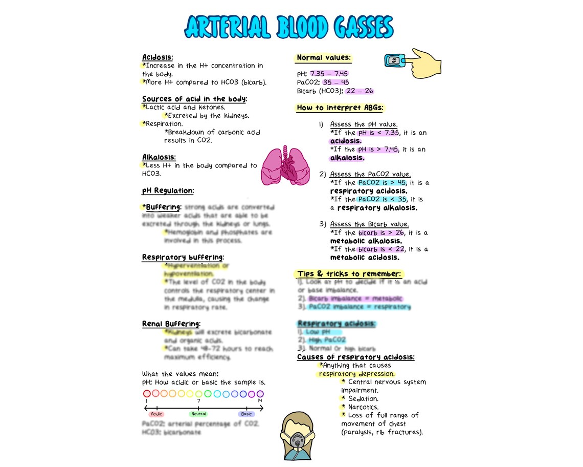 Arterial Blood Gasses Medical Surgical Nursing Med Surg - Etsy