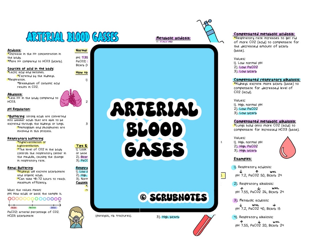 Arterial Blood Gasses, Medical Surgical Nursing, Med Surg Study Guide ...