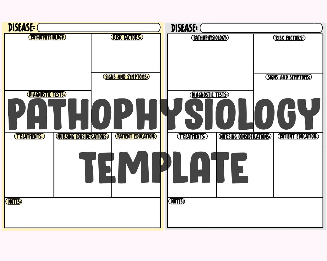 Pathophysiology Nursing Student Template, Disease Process Template ...