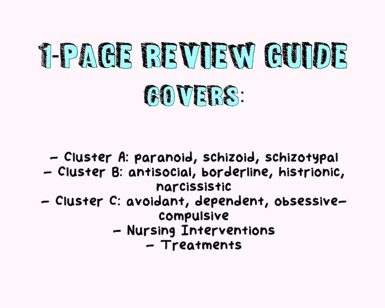Personality Disorders Psychiatric Mental Health Nursing Study Guide ...