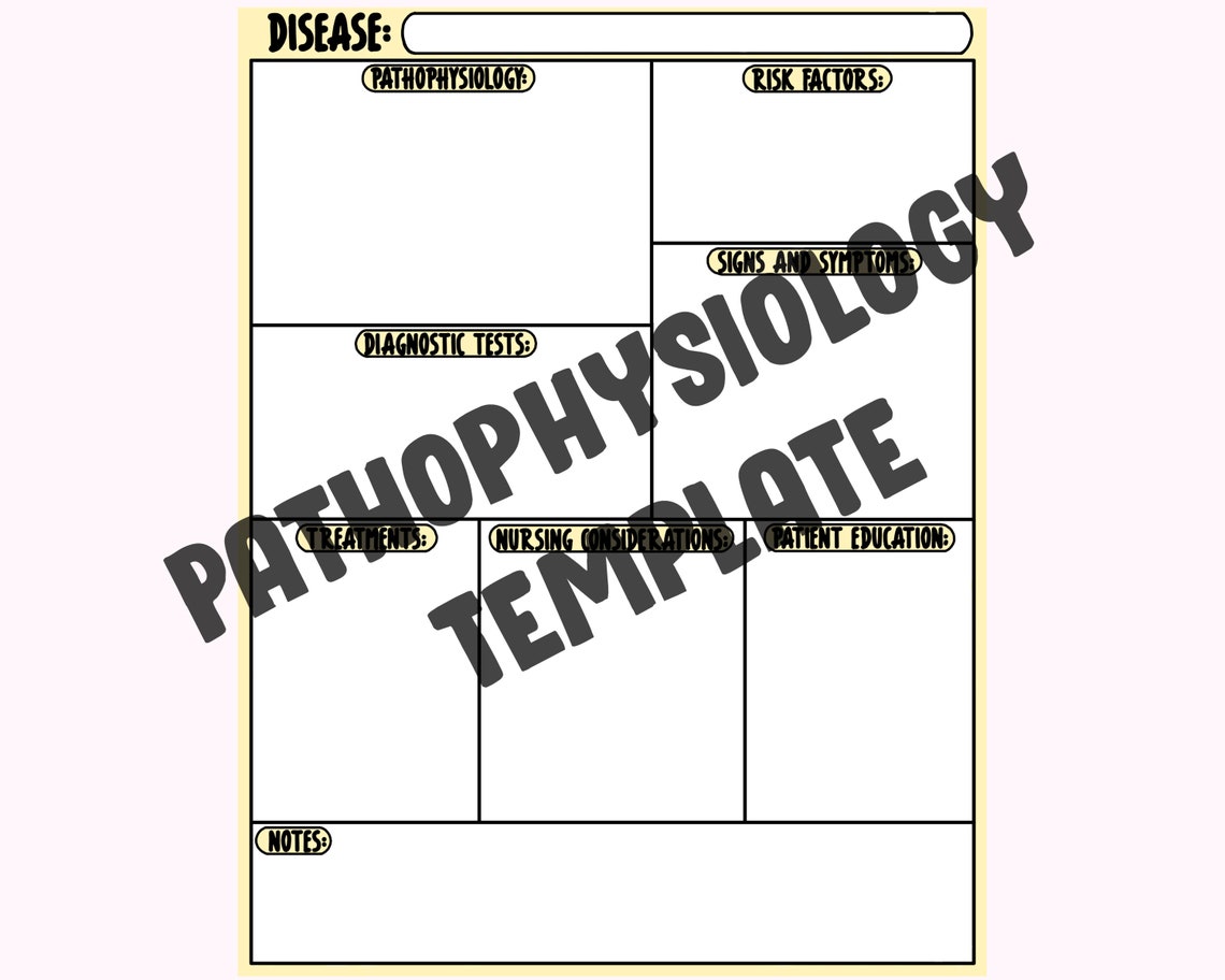 Pathophysiology Nursing Student Template, Disease Process Template ...