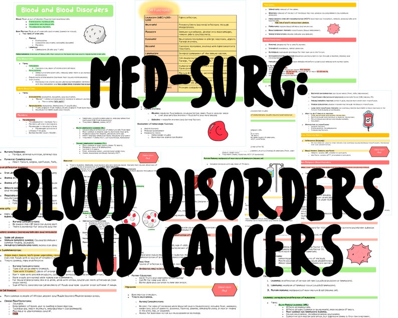 Med-surg: Blood Disorders and Cancers Nursing Study Guide - Etsy