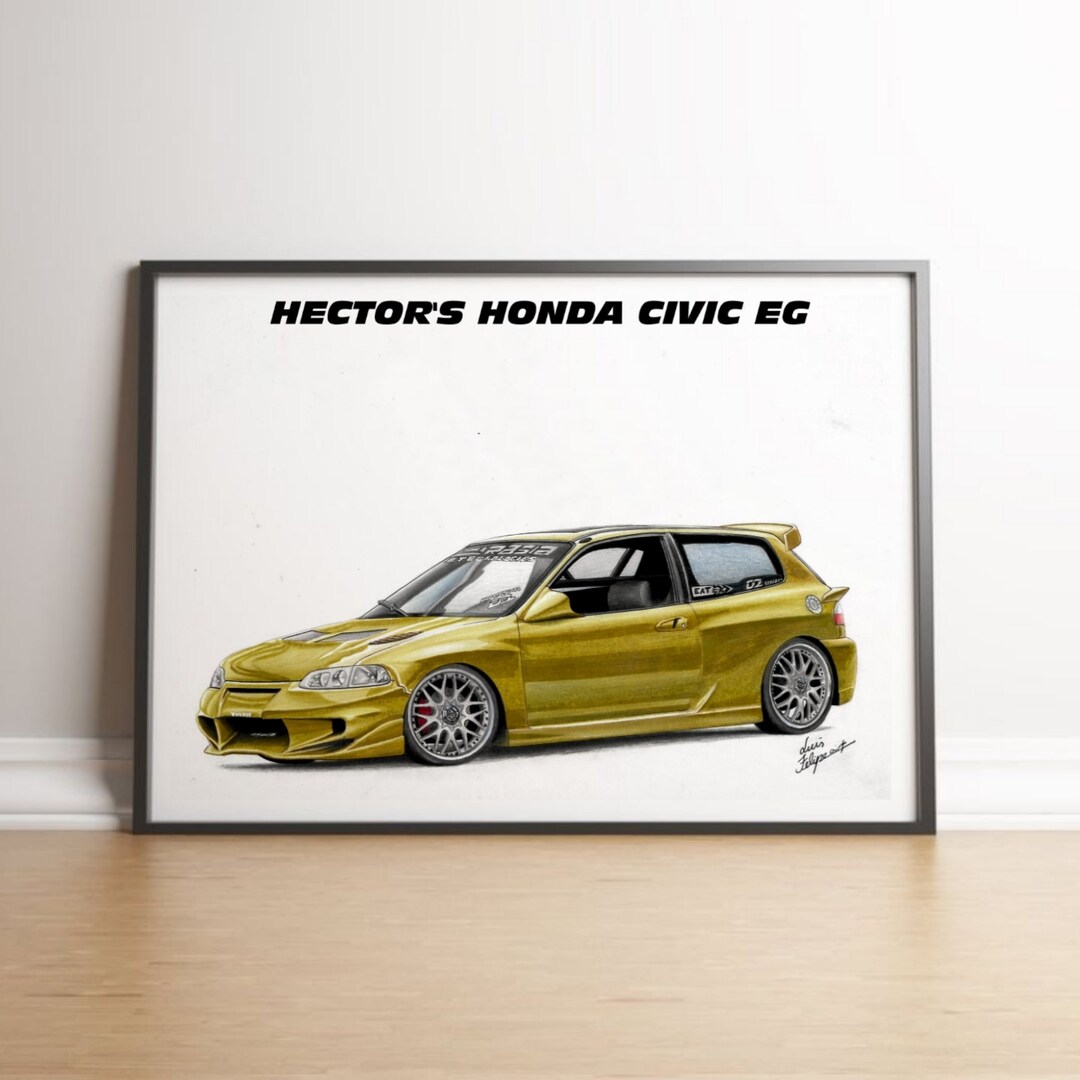 The Fast and the Furious Car Art Poster: HECTOR'S HONDA CIVIC Eg ...