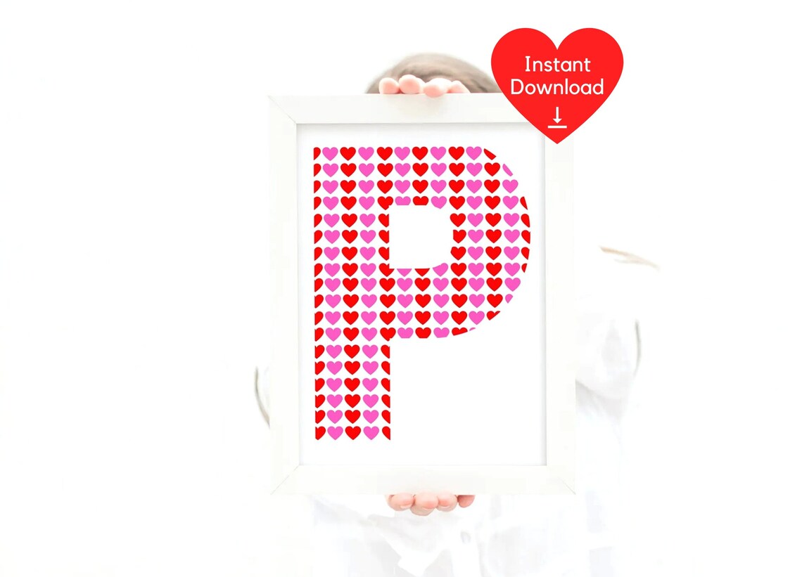 Letter "p" Made of Hearts / INSTANT DIGITAL DOWNLOAD - Baby Kids Room ...