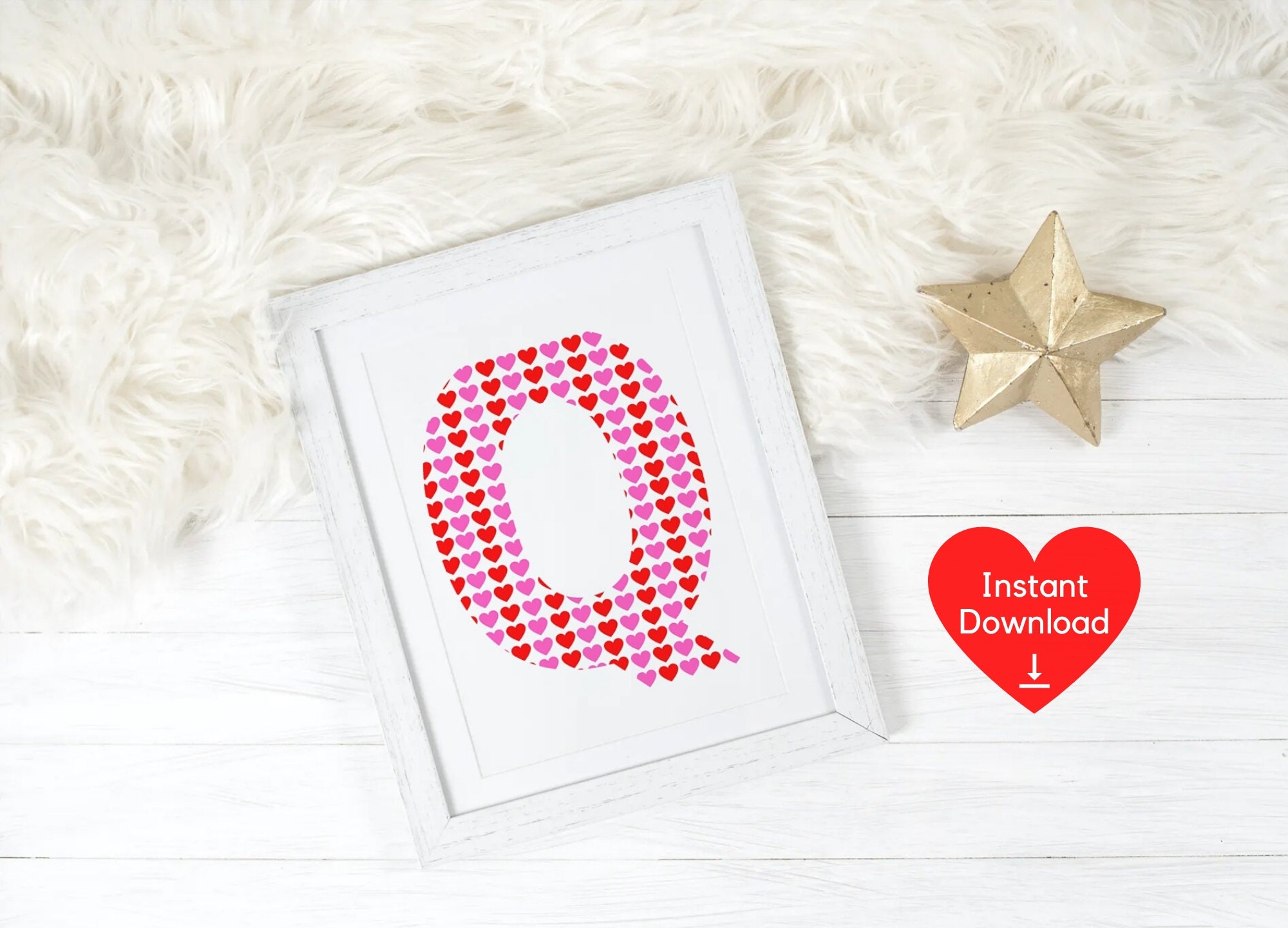 Letter "q" Made of Hearts / INSTANT DIGITAL DOWNLOAD - Baby Kids Room ...