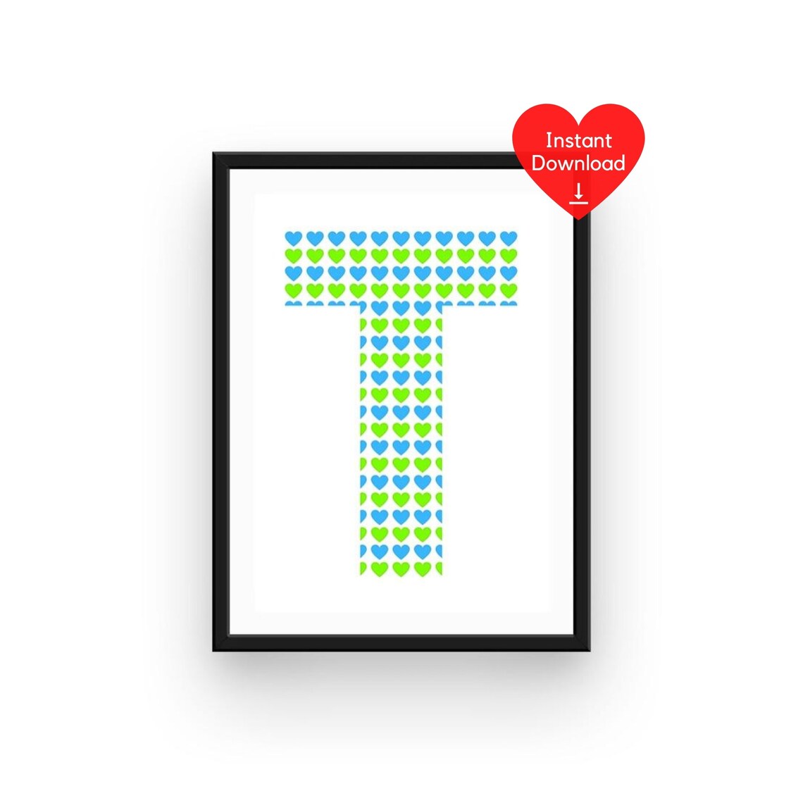 Letter "t" Made of Hearts / INSTANT DIGITAL DOWNLOAD - Baby Kids Room ...