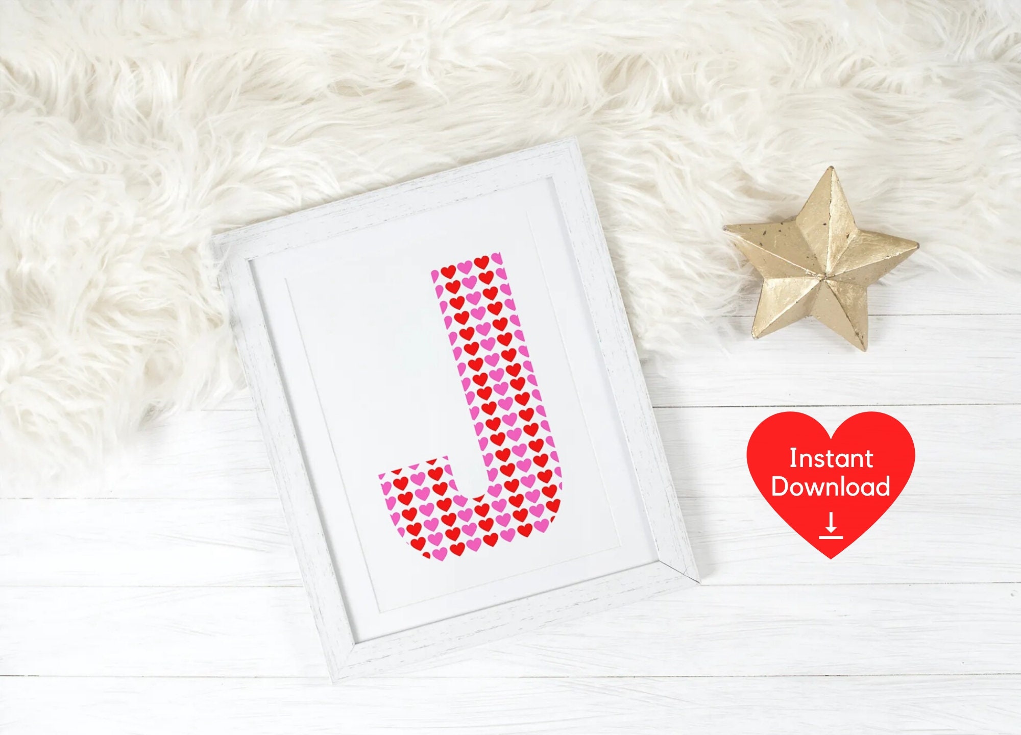 Letra J hecha de corazones / DESCARGA DIGITAL INSTANTE Habitación para ...