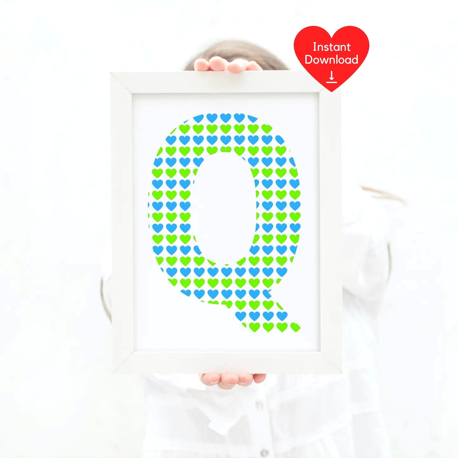 Letter "q" Made of Hearts / INSTANT DIGITAL DOWNLOAD - Baby Kids Room ...