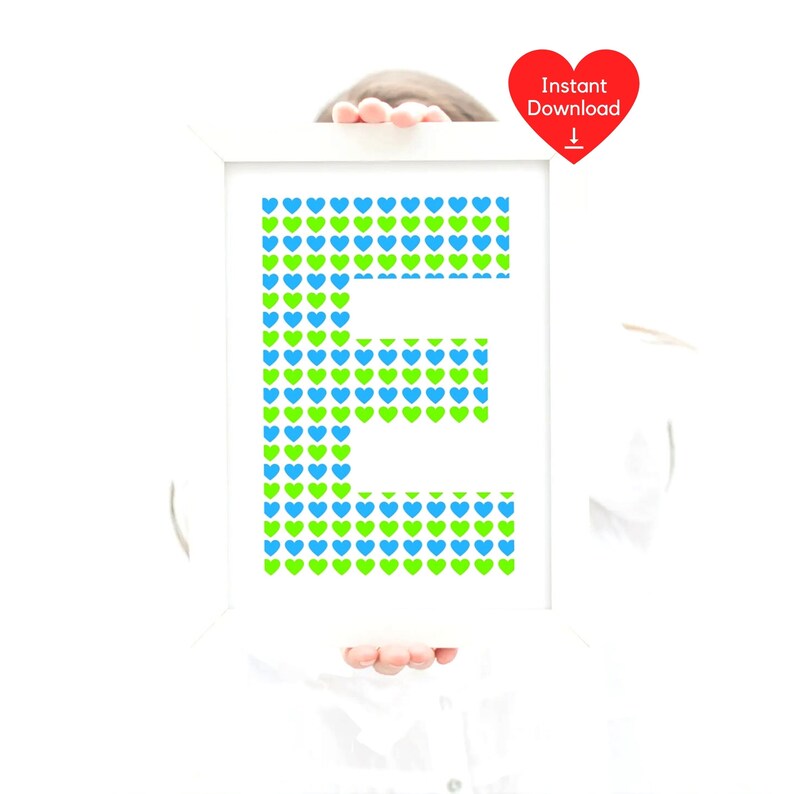 Letter "e" Made of Hearts / INSTANT DIGITAL DOWNLOAD - Baby Kids Room ...