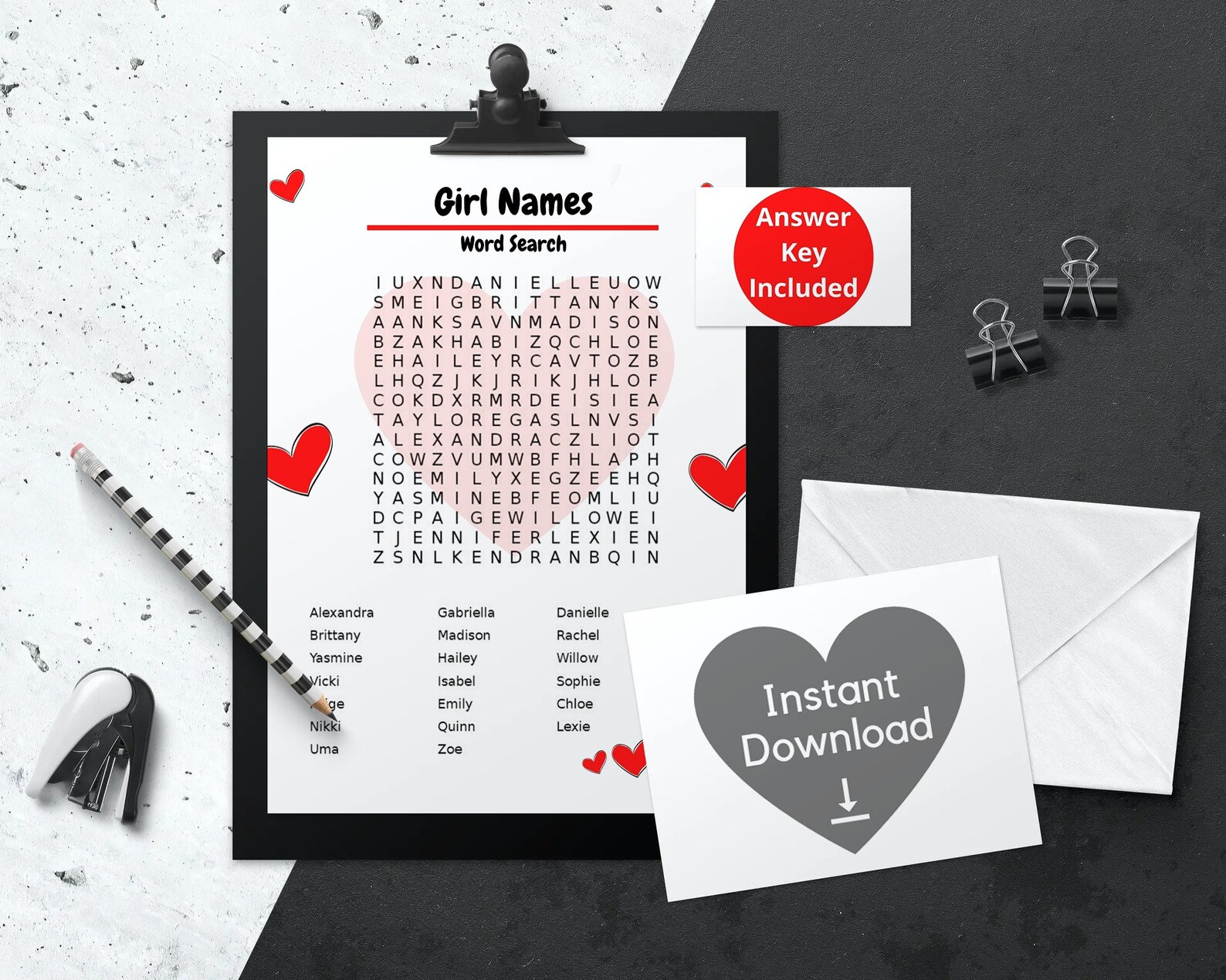 Word Search With Girl Names / INSTANT DOWNLOAD / Fun for Kids / Games ...