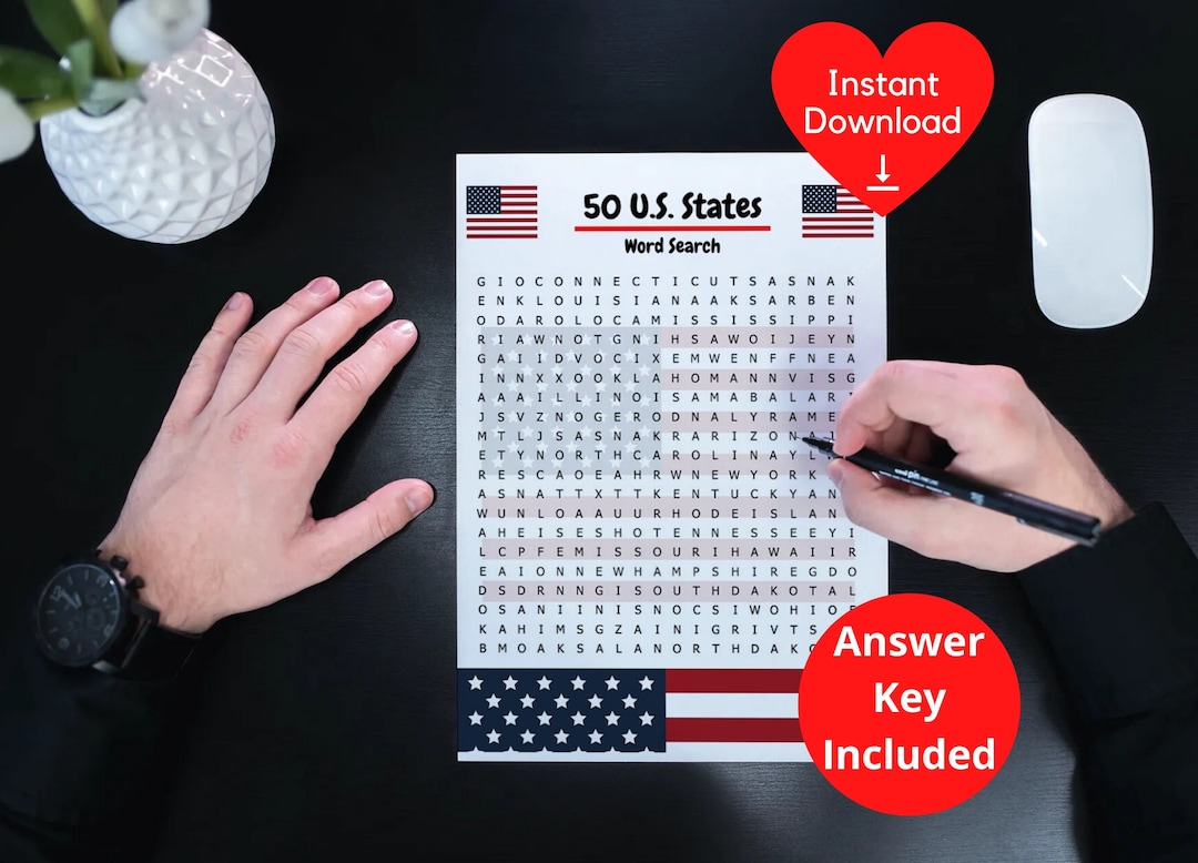 Word Search 50 United States USA / INSTANT DOWNLOAD / Fun for Kids ...